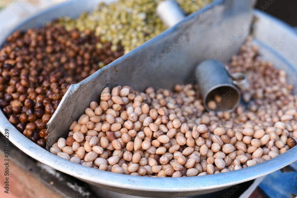 Indian street food, spiced coated roasted peanut or ground nut, bengal ...