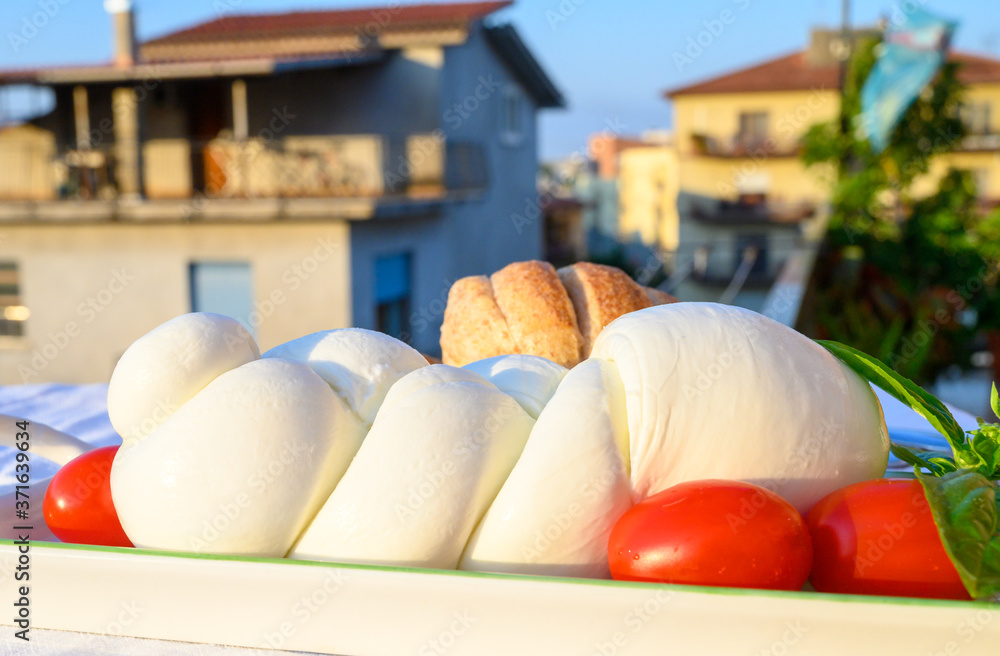Fresh soft white italian cheese braid mozzarella buffalo made from ...