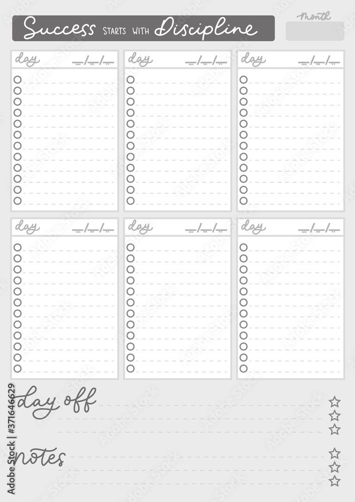 Weekly planner template with checklists and lettering. Simple printable ...
