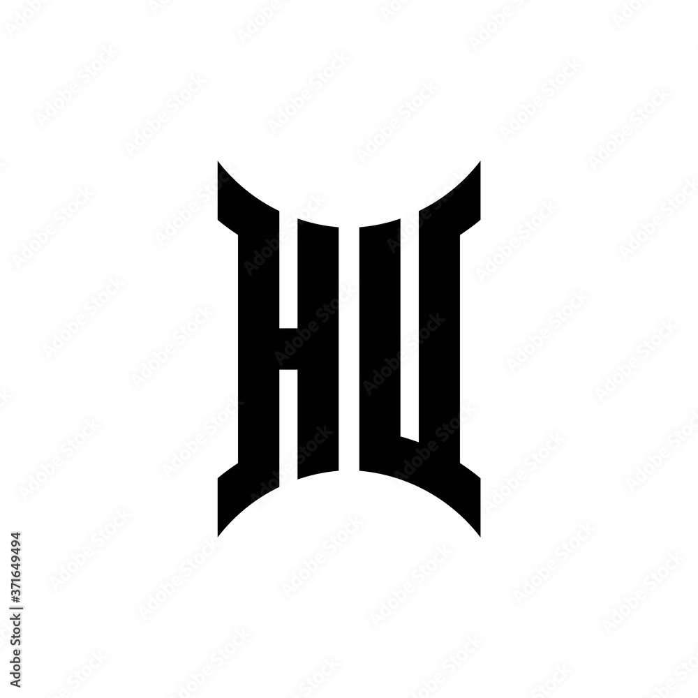 HU monogram logo with curved side Stock Vector | Adobe Stock