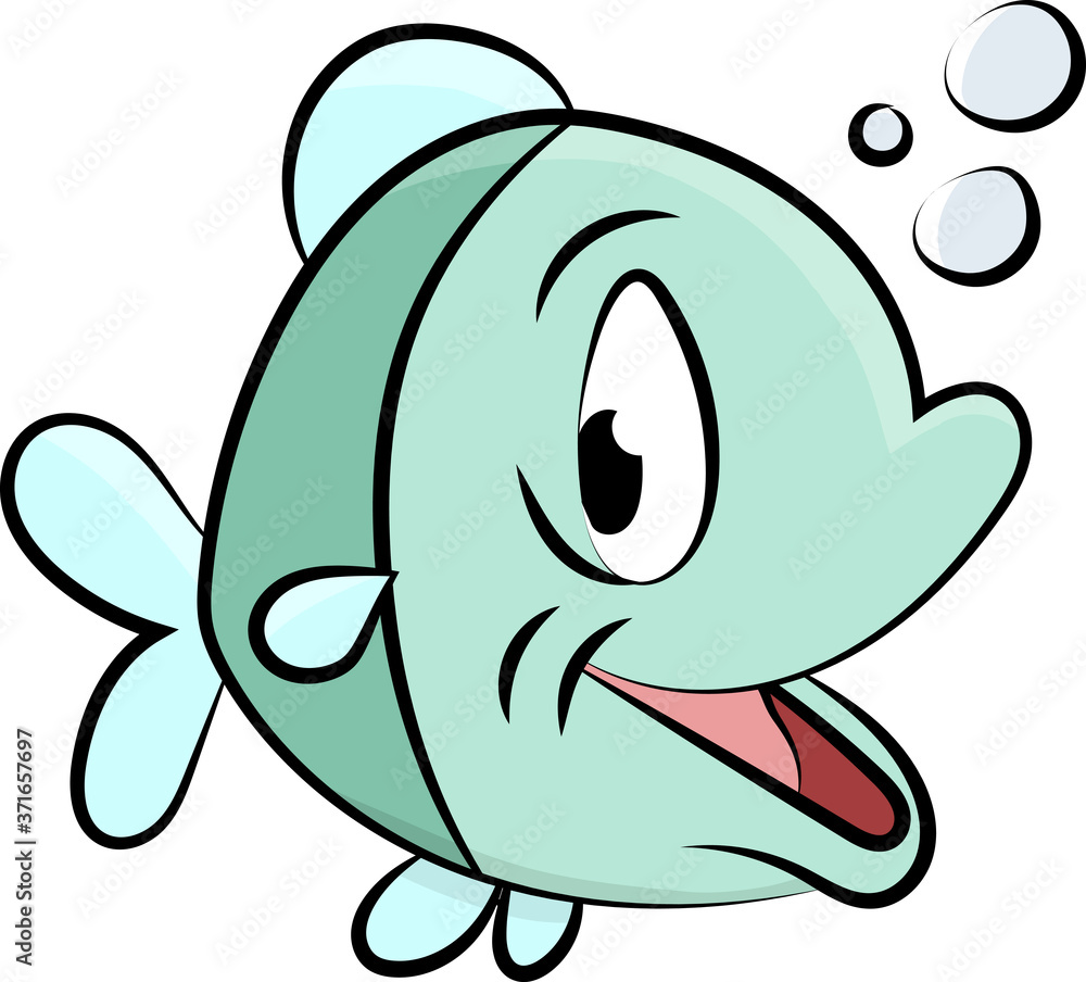 Cute cartoon fish swimming underwater vector illustration for children ...