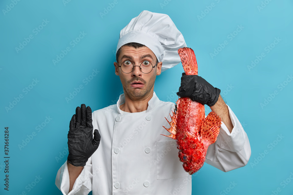 Stunned chef holds big fish, prepares meal from seafood, makes stop ...