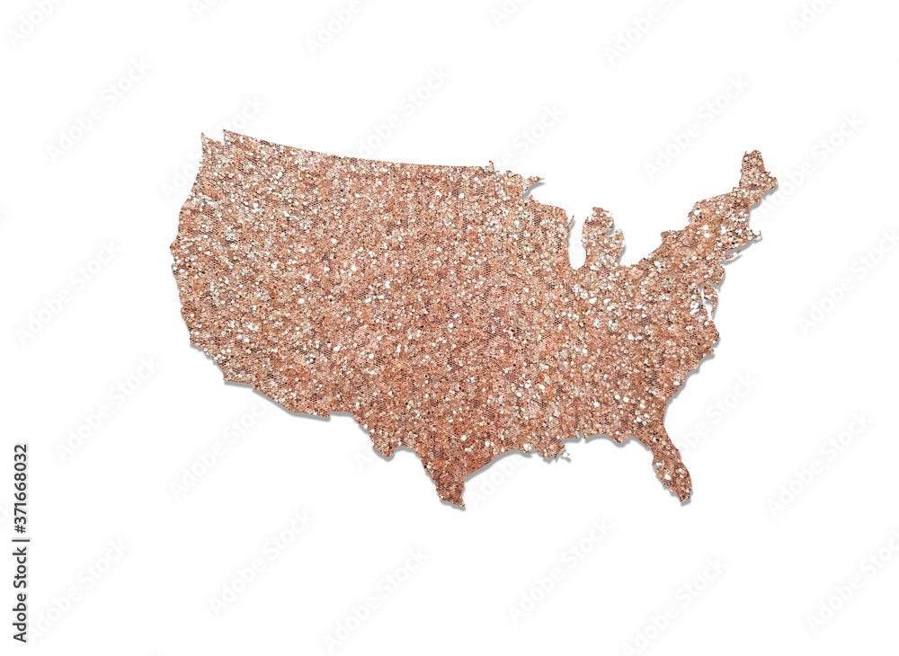 Geographic map of the United States of America with glittering texture ...