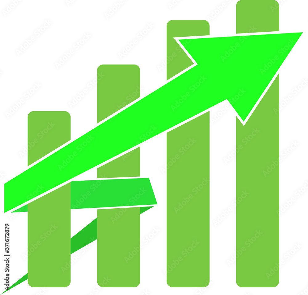 Stock Market Increasing Chart Green Business Graph Arrow Vector Stock ...