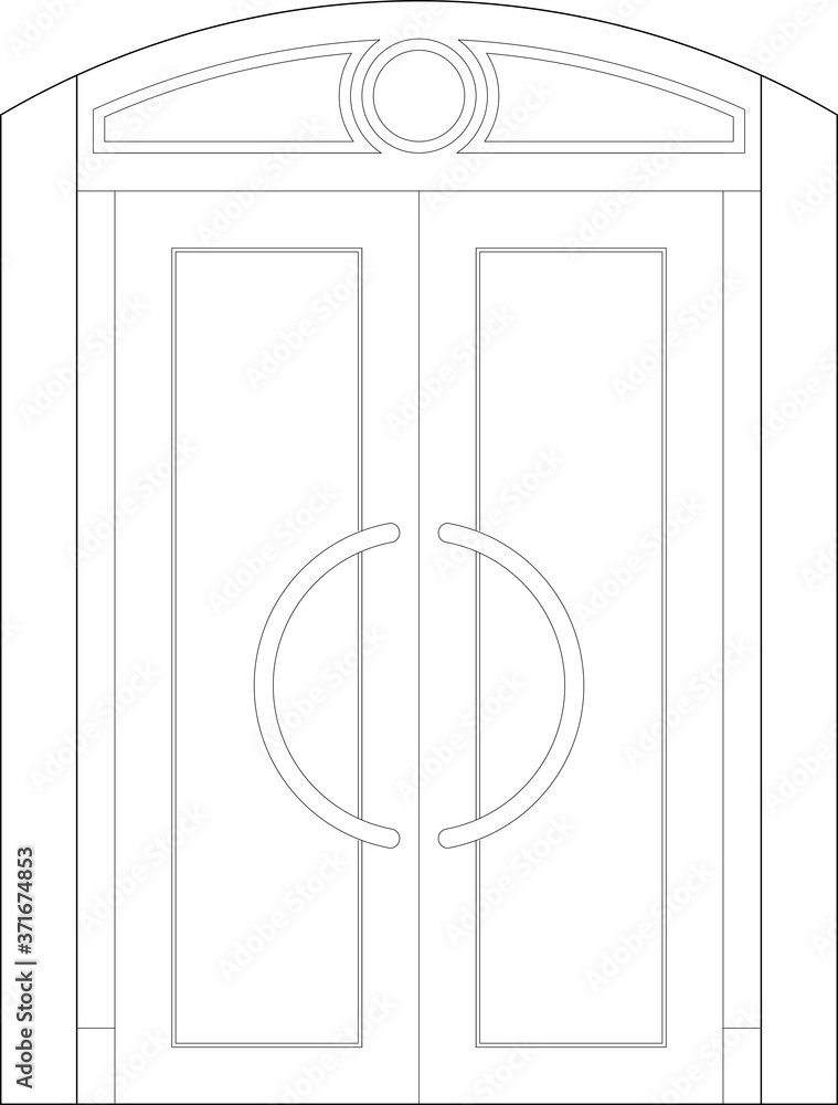 An Image of timber decorative door double leaves in 2D Architectural ...