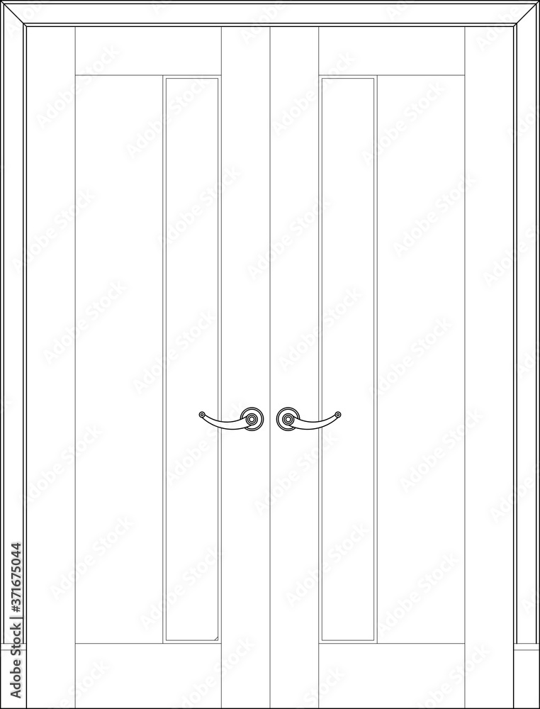 An Image of timber decorative door double leaves in 2D Architectural ...