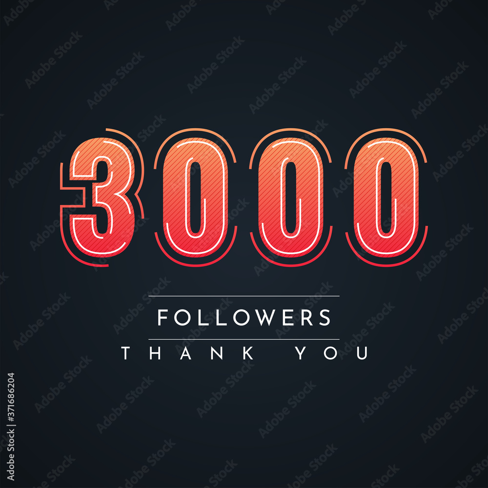 Thank You 3000 Followers illustration template design Stock Vector ...