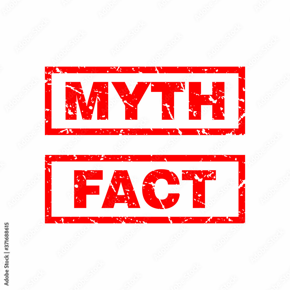 Abstract Red Grunge Myth & Fact Rubber Stamps Sign Illustration Vector ...