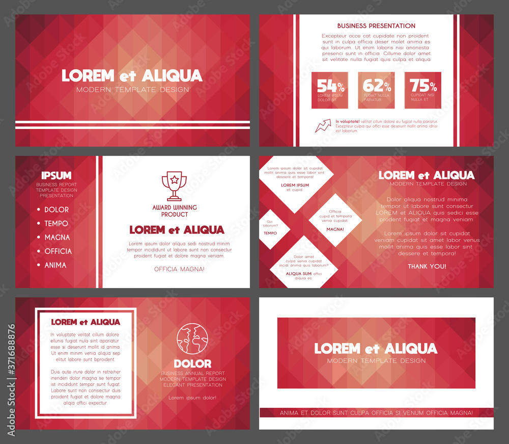 Set of presentation business slide template layout background vectors ...