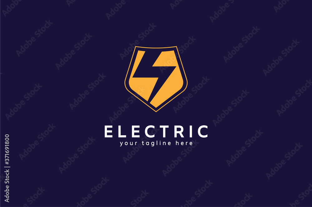 Electric Logo, initial S from lightning bold and shield combination ...
