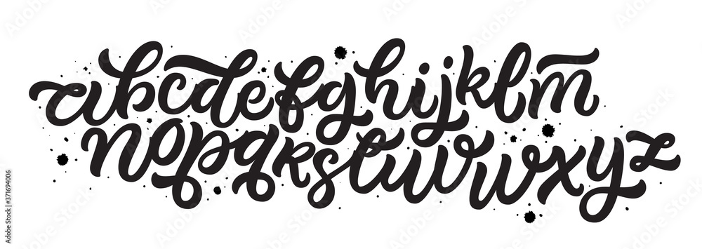 Vector hand drawn alphabet. Brush painted letters. Handwritten script ...
