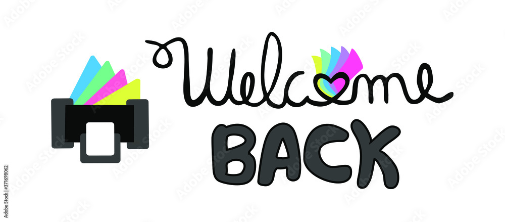 Welcome Back Cursive Handwritten Text, Print Shop Reopening Sign ...