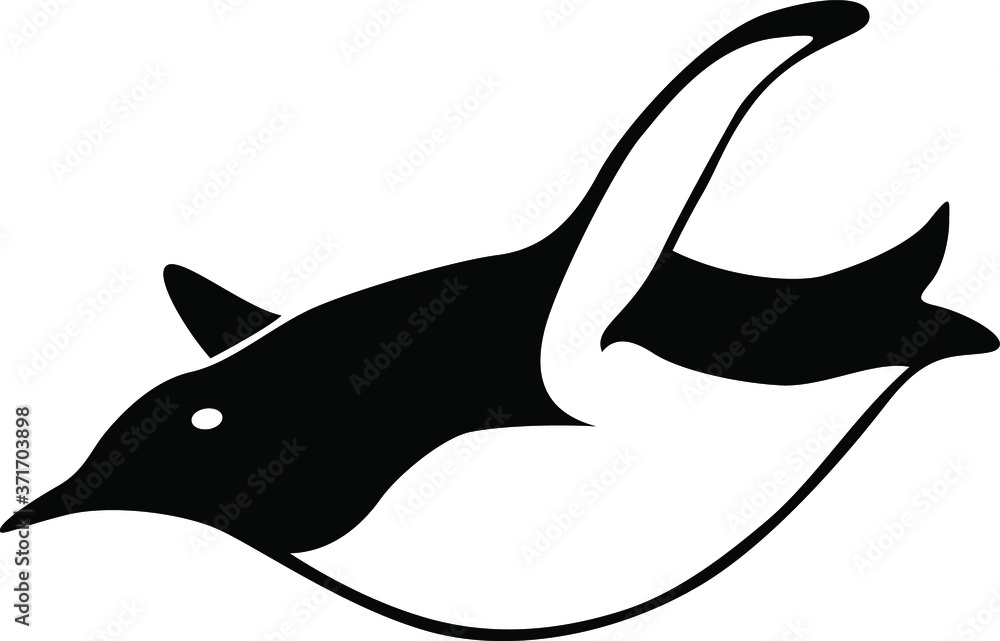 Penguin swimming (diving) Minimalist Design Stock Vector | Adobe Stock