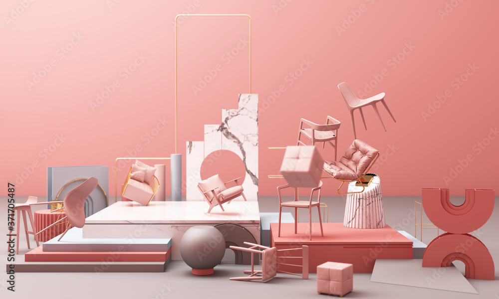 chair with Geometric shape with marble texture 3d rendering Stock ...