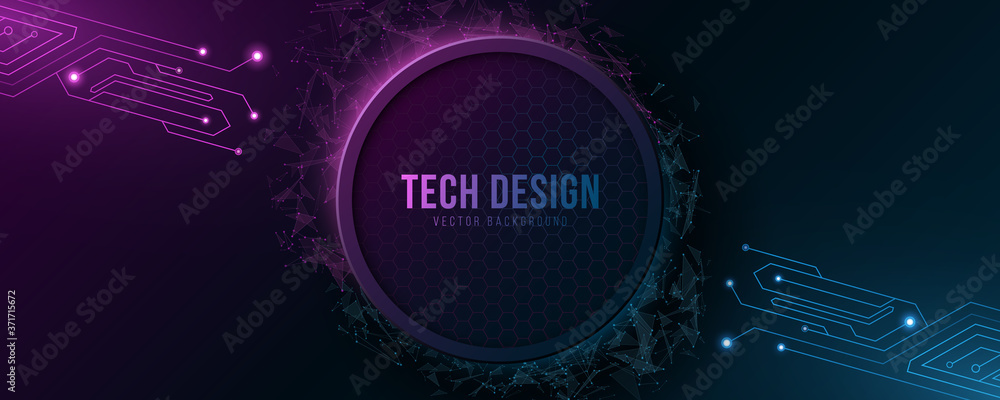Futuristic hi-tech banner with computer circuit. Design modern ...
