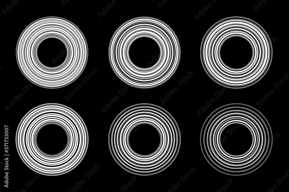 White Circular striped line frame set. Circle lines isolated on the ...