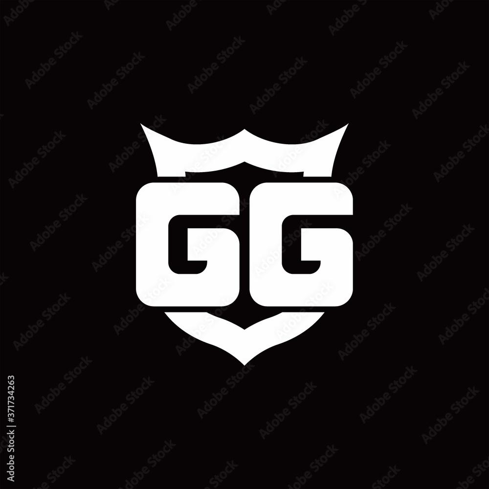 GG Logo monogram with shield around crown shape design template Stock ...