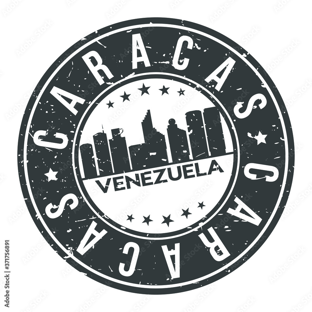 Caracas Venezuela Round Stamp Icon Skyline City Design Badge Rubber ...
