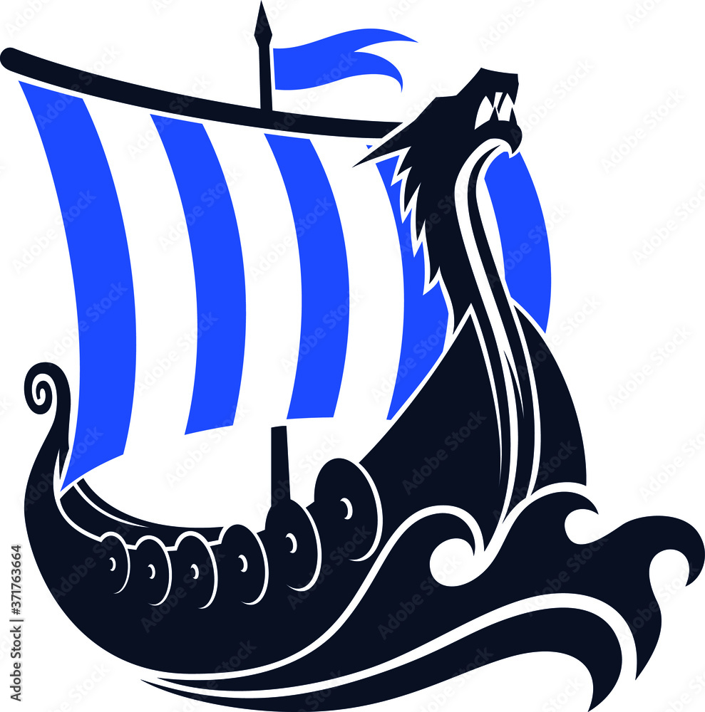 Viking Long boat with Dragon head Stock Vector | Adobe Stock