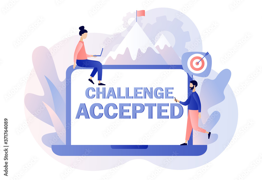 Challenge Accepted big text on screen laptop. Business challenge, goal ...