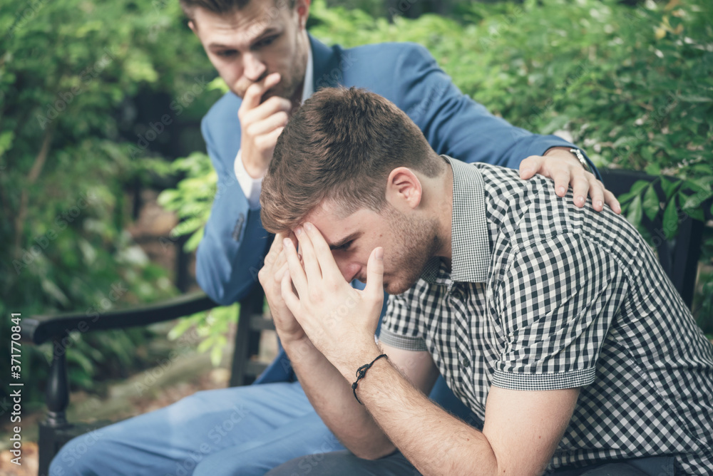 Guys Sharing Life Problems Always Support Best Friends. Friends Getting ...