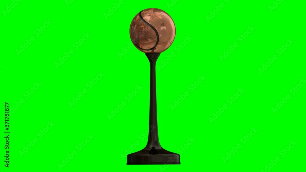 Animated spinning simple bronze shinning tennis trophy with black ...
