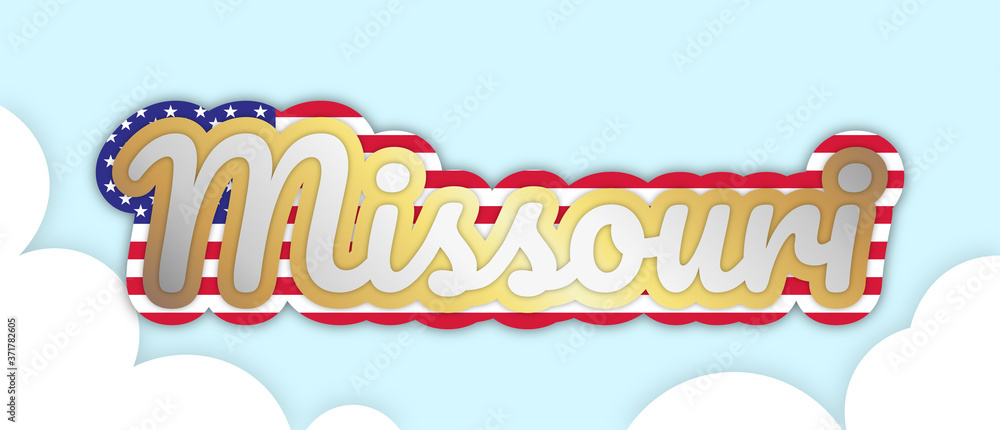 "Missouri" banner, big bold stroke style text. Editable removable ...