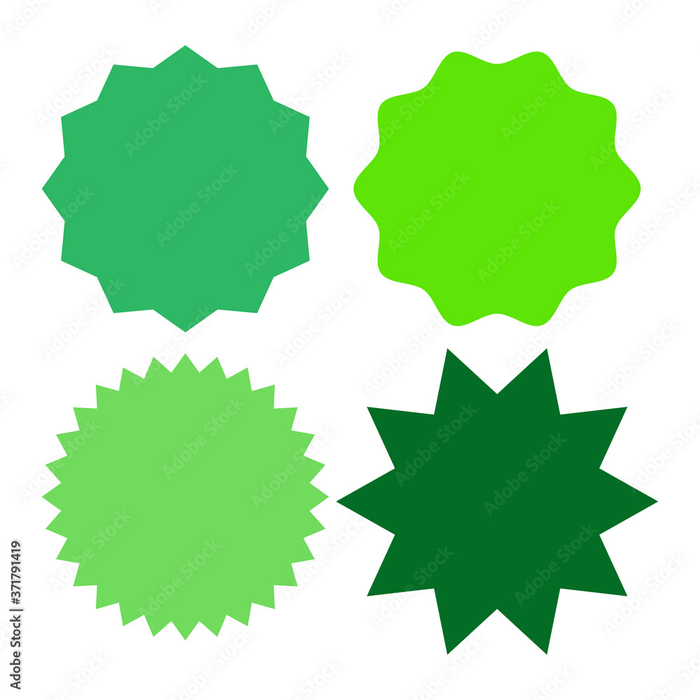 Set of green labels various shape isolated on white. Vector ...