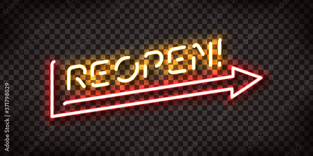 Vector realistic isolated neon sign of Reopen for decoration and ...