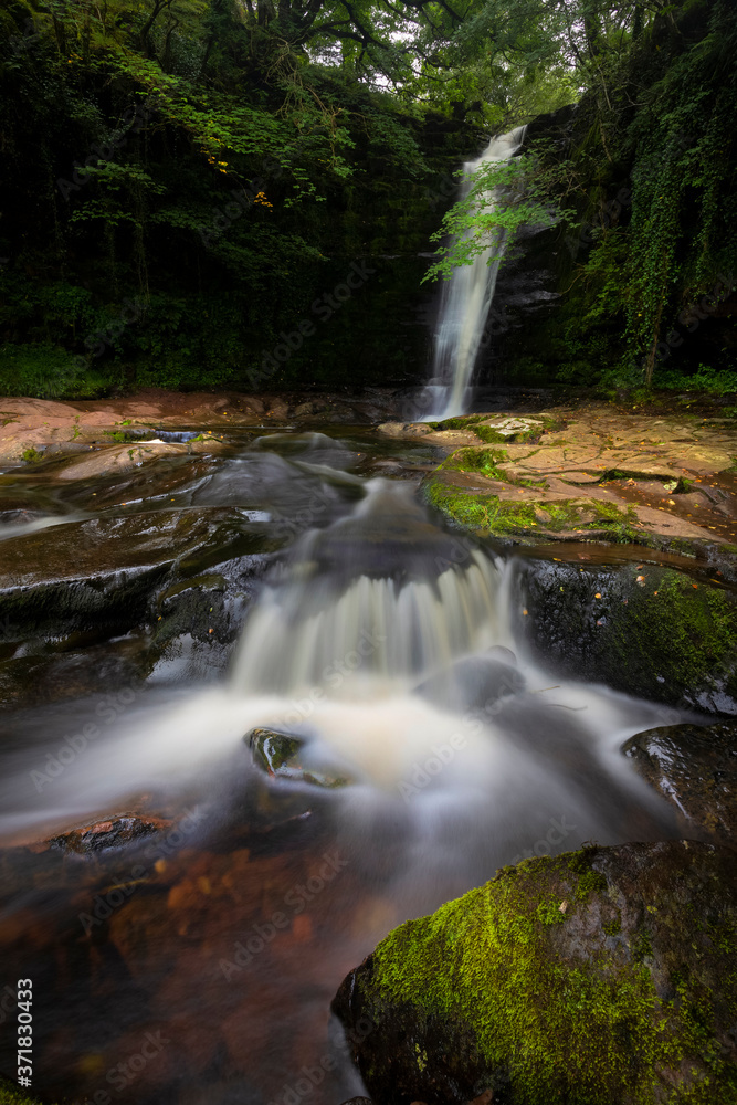 Zdjęcie Stock: Blaen y Glyn waterfalls One of the many closely ...