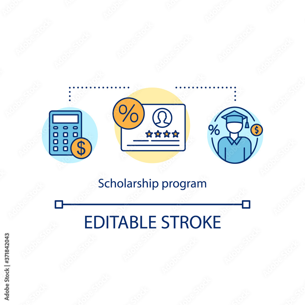Scholarship program concept icon. Tuition fee. Grant for studying ...