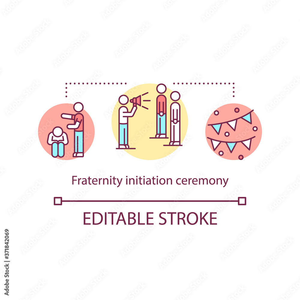 Fraternity initiation ceremony concept icon. Welcoming party to ...