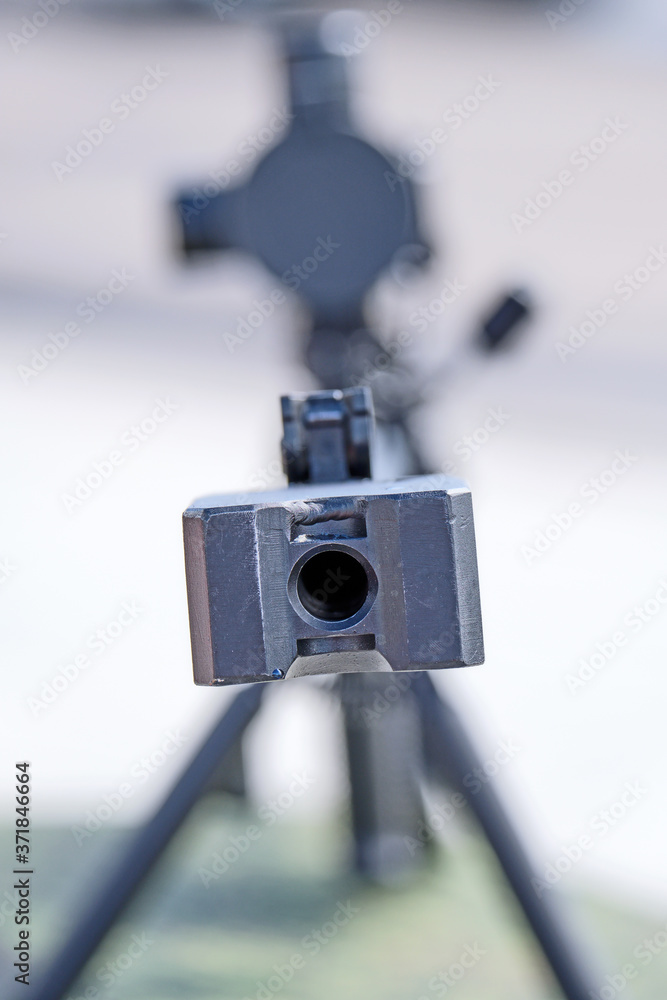 sniper rifle gun barrel front view. Silhouette of lethal firearms ...