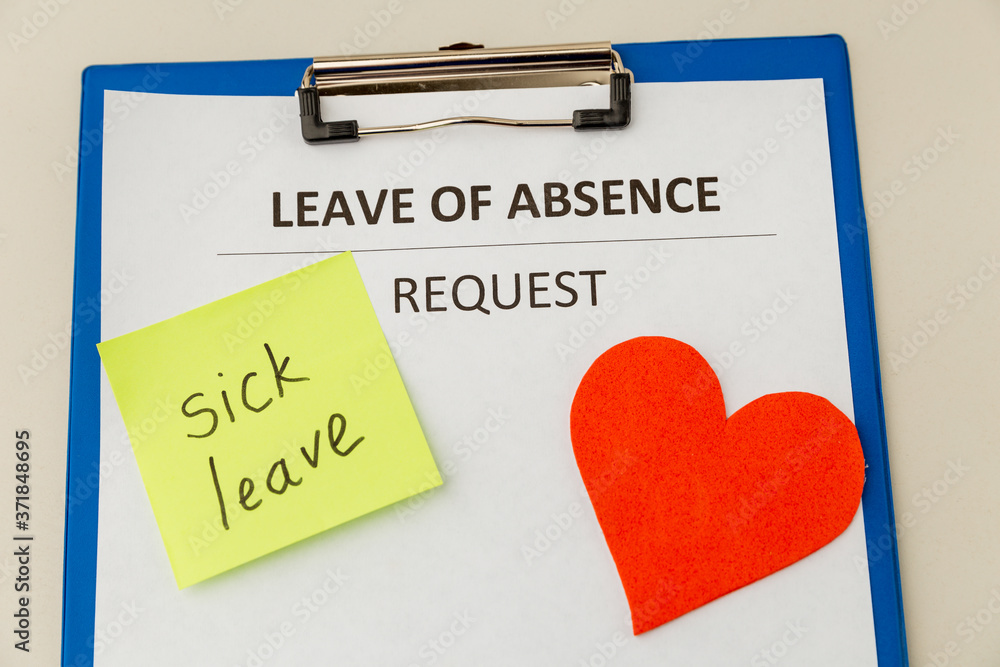 Personal leave ob absence statement form at the desk Stock Photo ...