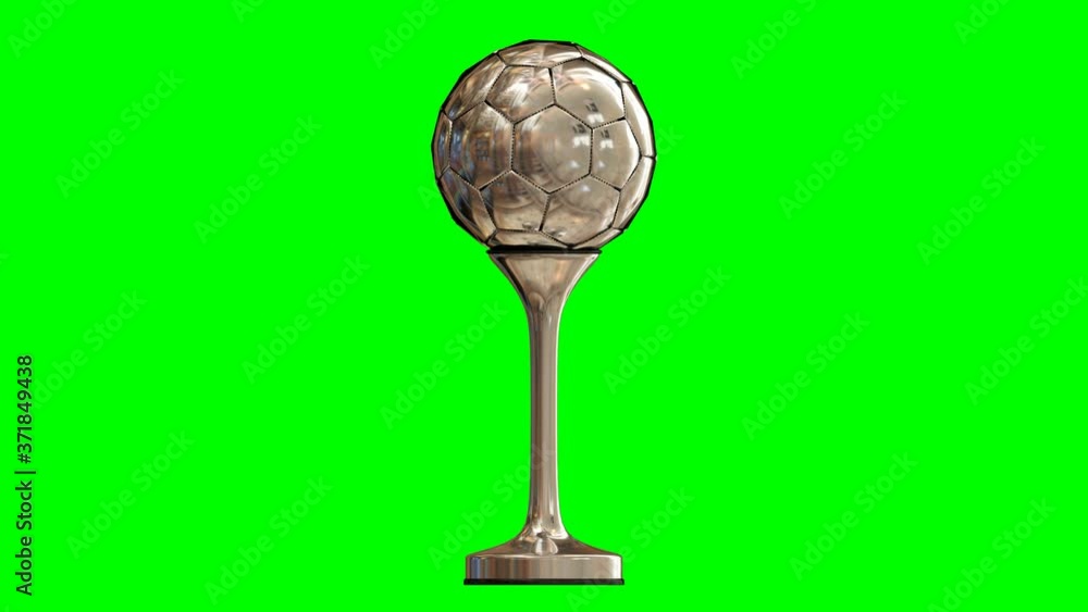 Animated spinning whole silver soccer trophy. Full 360 degree spin and ...
