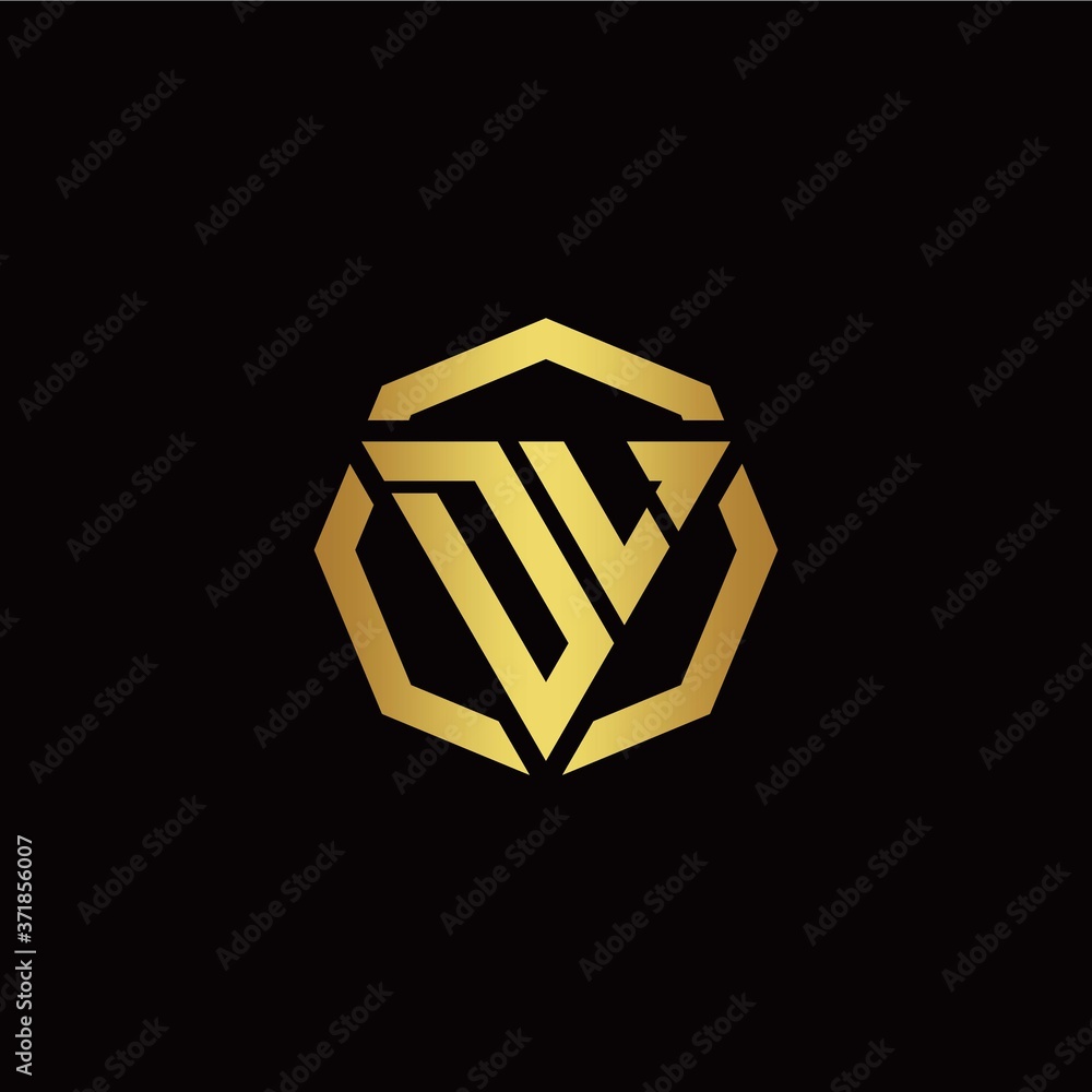 D L initial logo modern triangle and polygon design template with gold ...