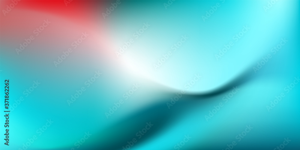 Abstract Gradient teal and red wave background. Blurred turquoise water ...