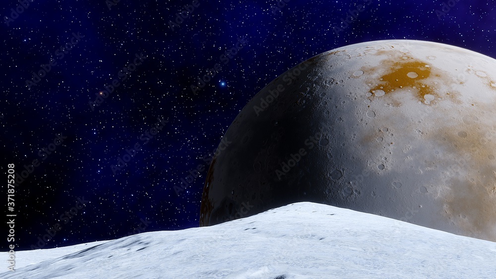 beautiful view from an exoplanet, a view from an alien planet, a ...