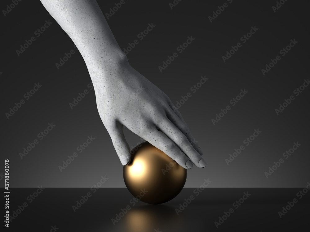 3d render, mannequin hand holding ball, gesture isolated on black ...