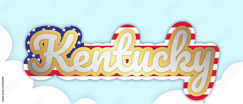 "Kentucky" banner, big bold stroke style text. Editable removable ...