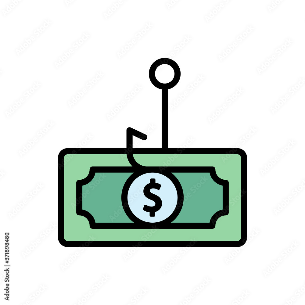 Phishing money dollar icon. Simple color with outline vector elements ...