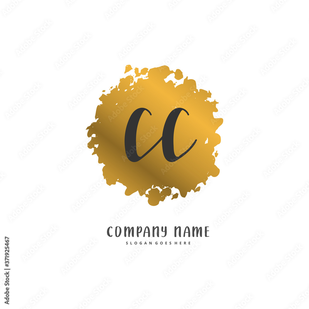 C CC Initial handwriting and signature logo design with circle ...