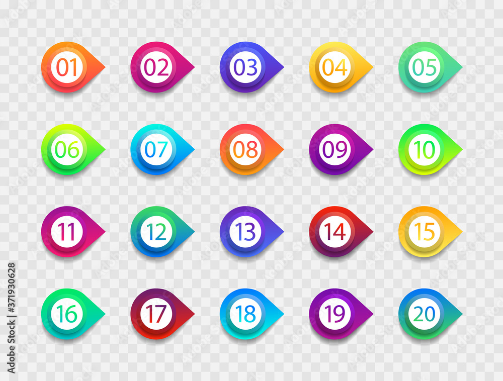 Vetor de Bullet with number. Icon with point and arrow. List of circles for buttons. Png for ...