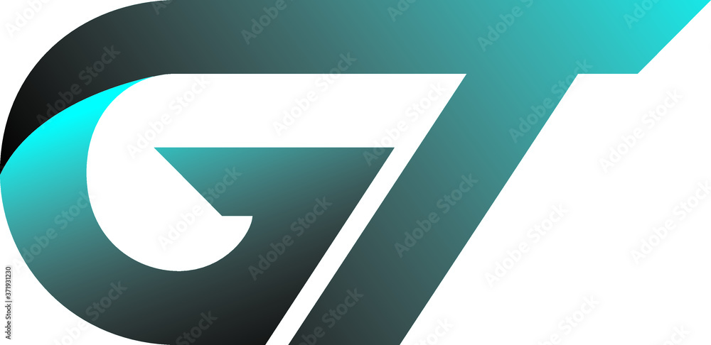 blue arrow sign GT text logo Stock Vector | Adobe Stock