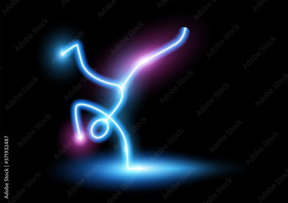 Dancing neon stick figure Stock Vector | Adobe Stock