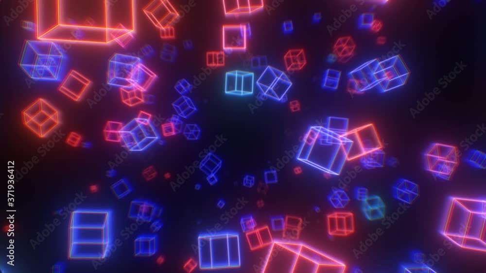 Ultraviolet 3D Neon Laser Cubes and Retro 80s Synthwave Glow Lights ...