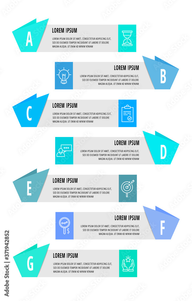 Vector infographics with 7 steps, labels. Used for diagram, business ...