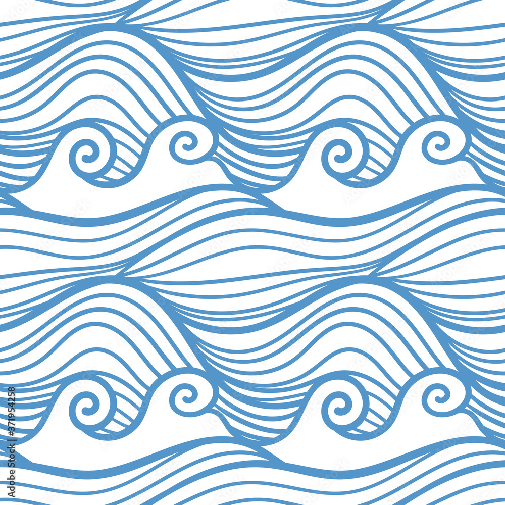 Seamless pattern with linear twisted sea waves. Design for backdrops ...