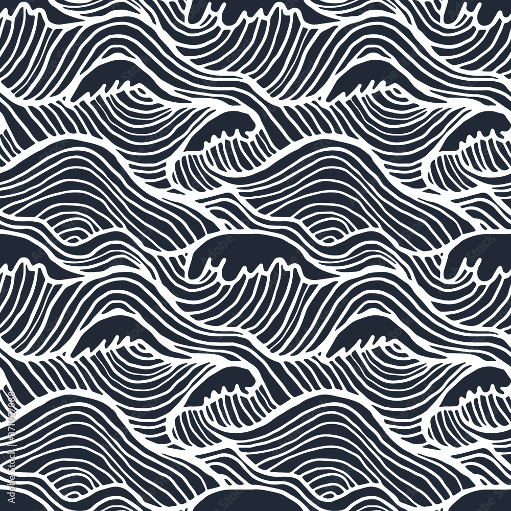 Seamless pattern with black noise linear waves. Design for backdrops ...