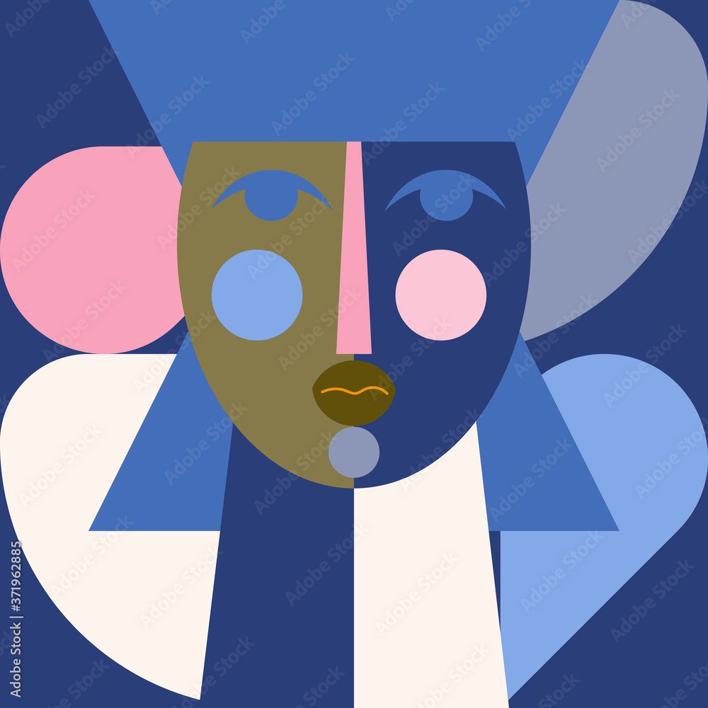 Geometric stylized female face illustration. Vector abstract artwork ...